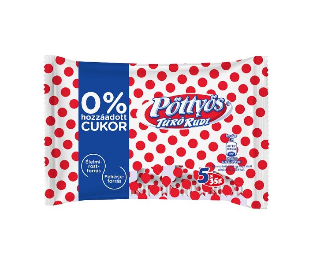Piros Pöttyös 0% added sugar Cottage Cheese Dessert 5x35g - Hungarian ...